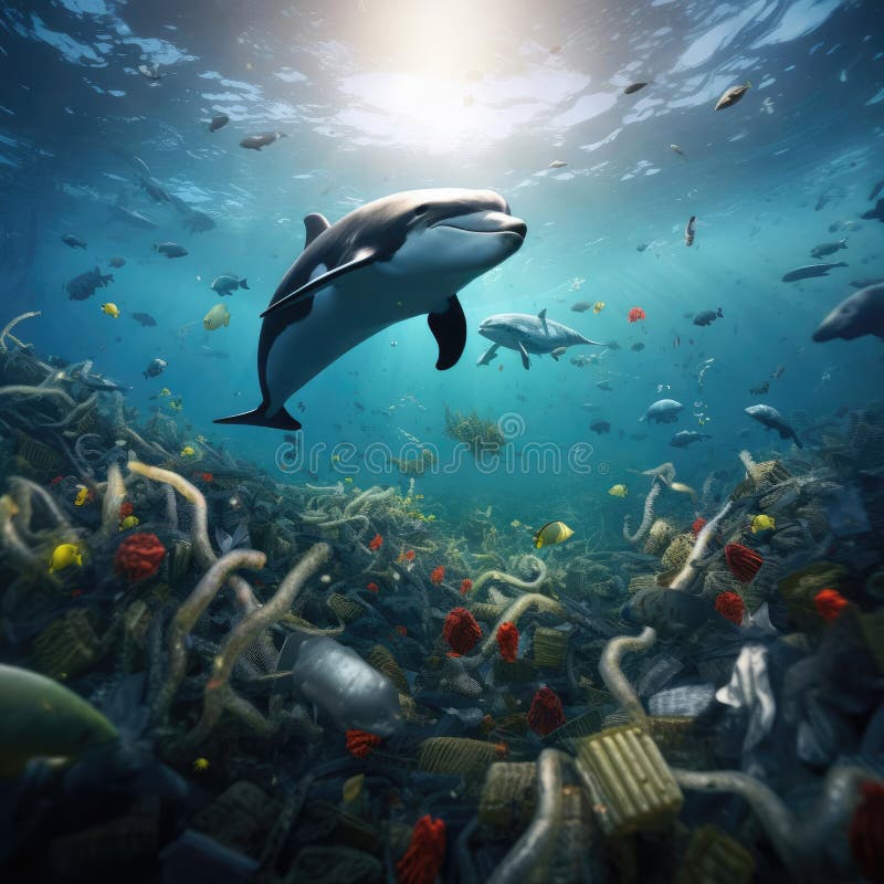 Fish in Garbage in the Ocean Stock Image - Image of pollution, marine ...