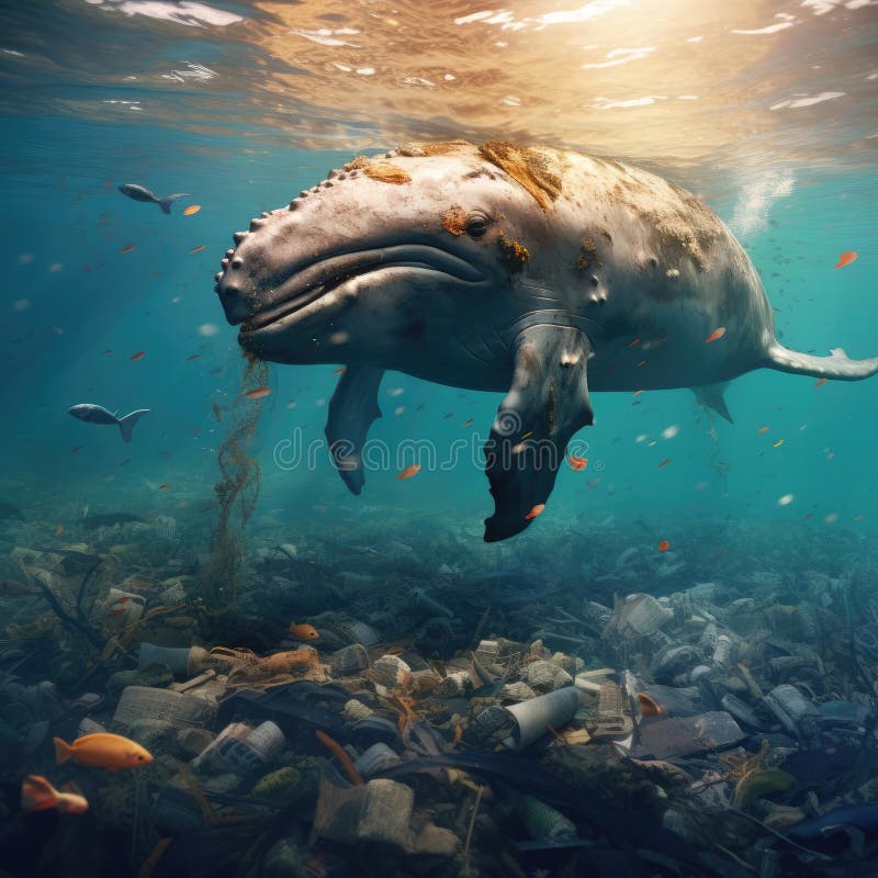 Fish in Garbage in the Ocean Stock Photo - Image of floating, fish ...