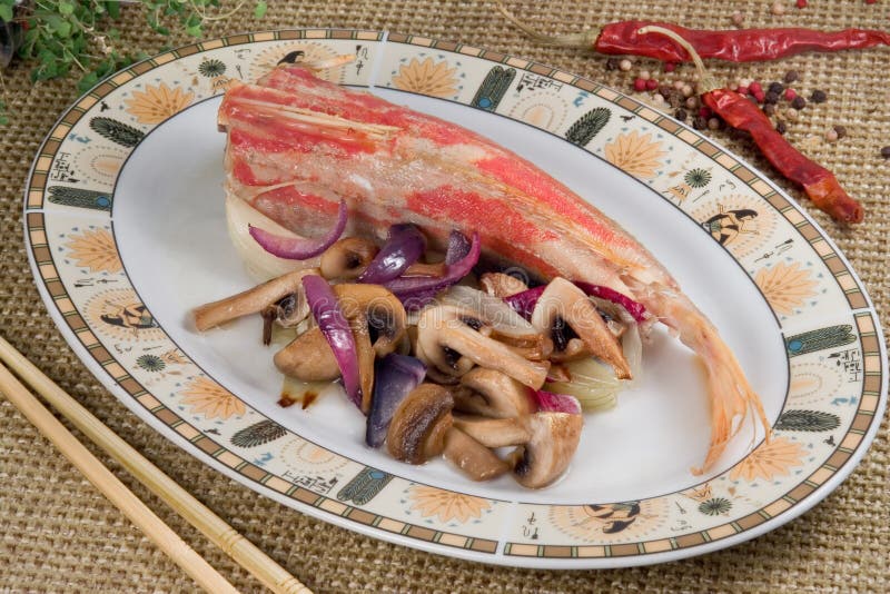 Fish with a garnish stock image. Image of sauce, perch - 5767571