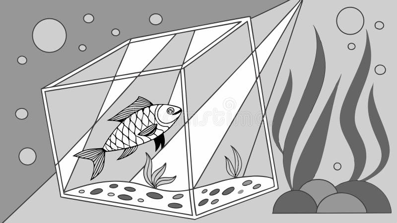 Fish in Geometric Aquarium Abstract Art, Vector Design Generative AI ...