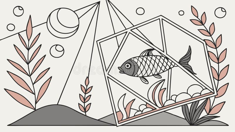 Fish in Geometric Aquarium Illustration, Vector Design Generative AI ...
