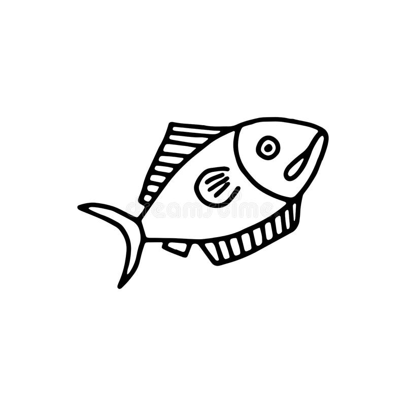 Fish with Gills Marine Icon Vector. Underwater Animal Sketch Iso Stock ...