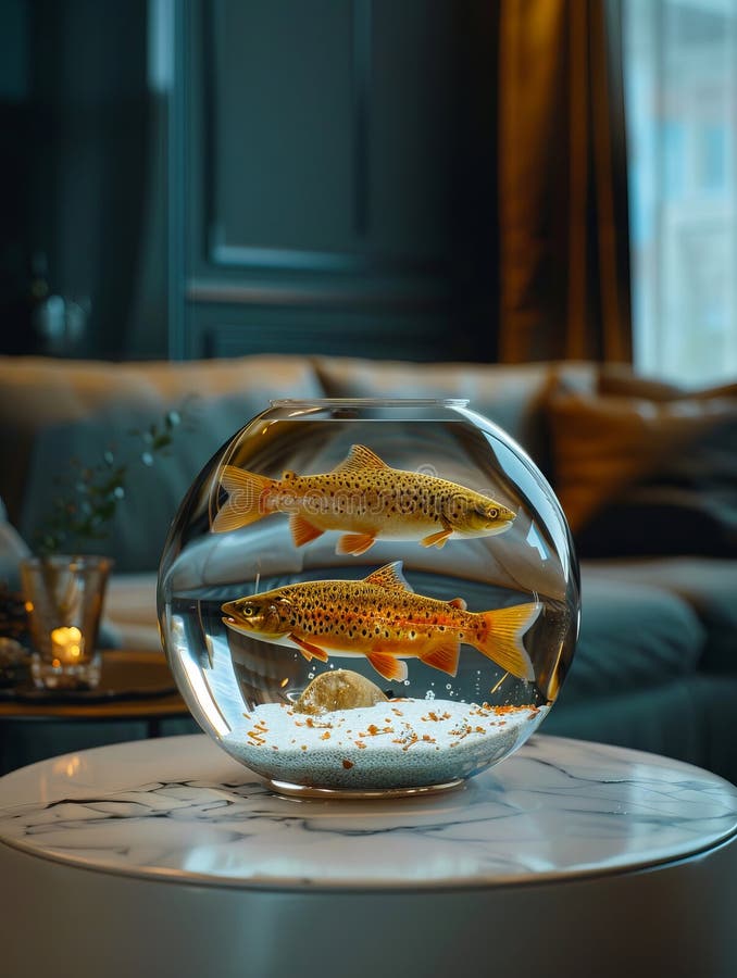 A Fish in a Glass Bowl on a Table Stock Photo - Image of vase ...