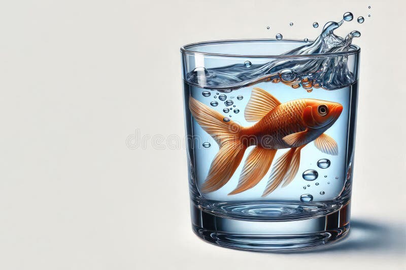Fish in a Glass of Water. Space for Text. Stock Image - Image of unique ...