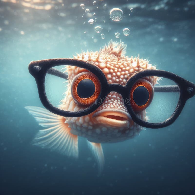Fish with Glasses Underwater. Ai Generative Stock Illustration ...