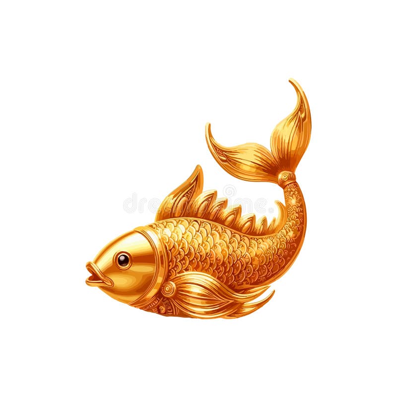 Fish Gold Beautiful, Fish Gold Illustration, Fish Illustrator Stock ...