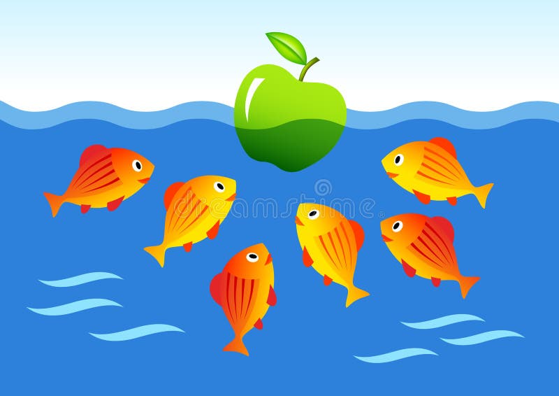 Fish with green apple stock vector. Illustration of swim - 18318808