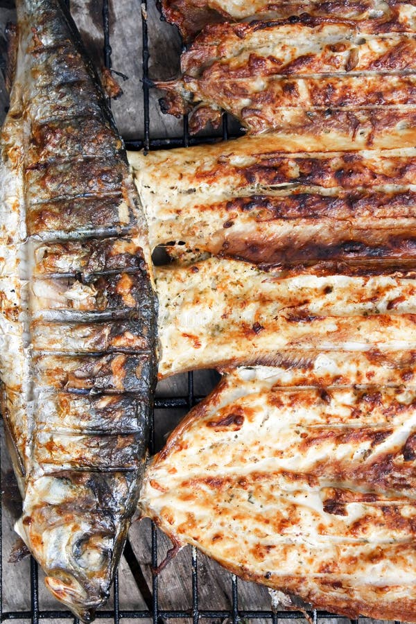 Grill Fish with Vegetables stock image. Image of herb - 10299461