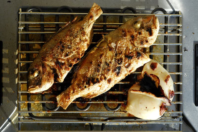 Fish grill stock image. Image of gourmet, food, mediterian - 1707443