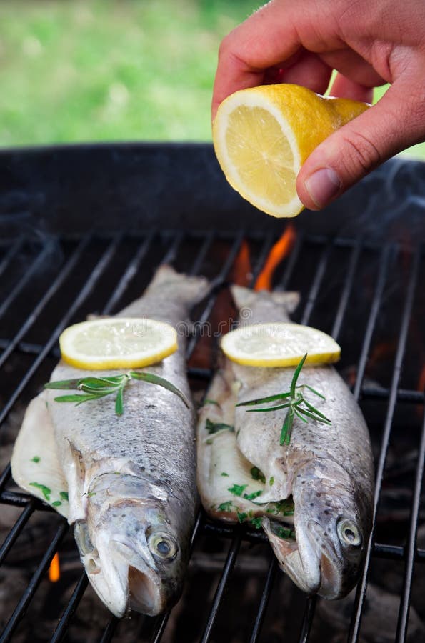 Grilled Fish with Lemon and Spices Stock Image - Image of cooking, meal ...
