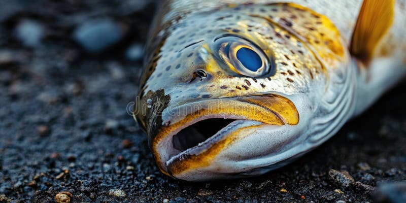Fish on Ground Close Up stock photo. Image of ground - 381832178
