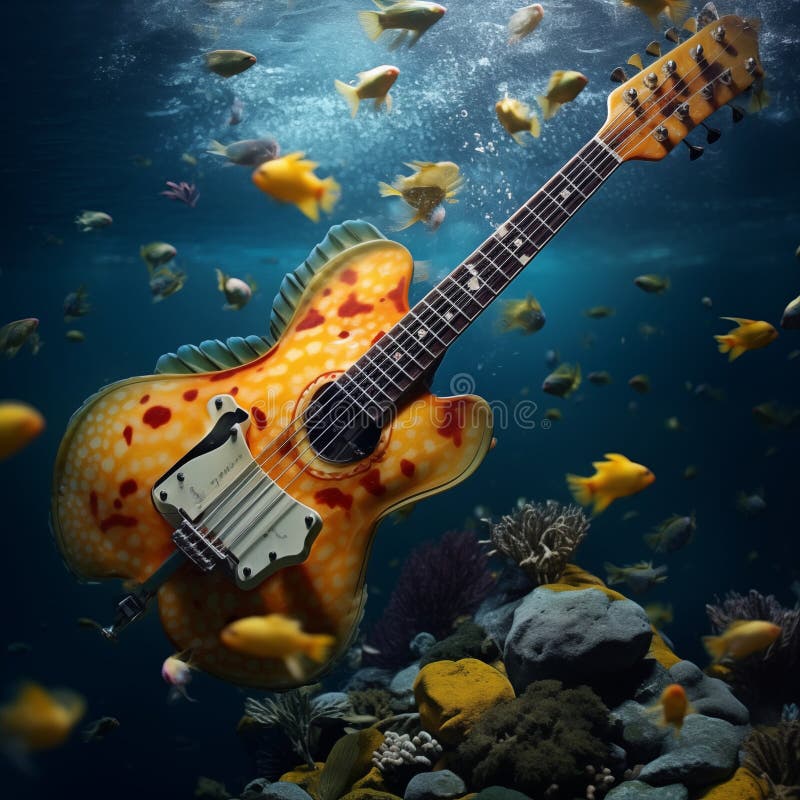 Fish and guitar stock illustration. Illustration of fish - 330505091