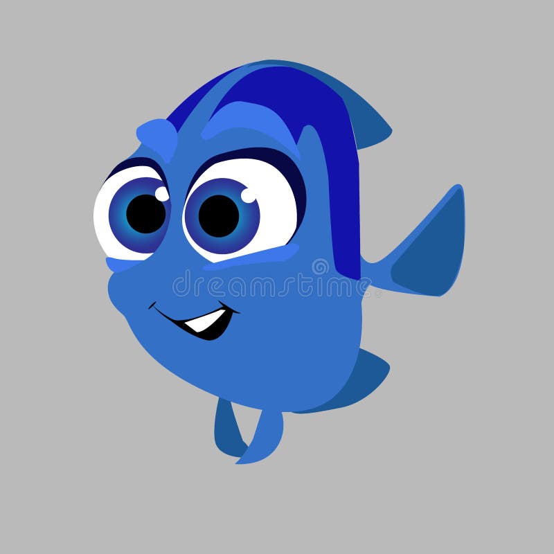 Fish with Happy Face Vector Illustration Icon on Gray Background Stock ...