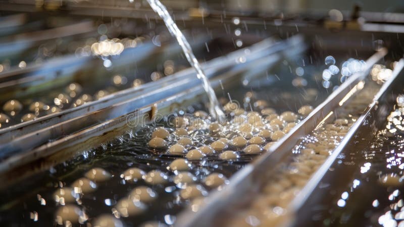 A Fish Hatchery with Eggs Neatly Arranged in Rows and Oxygeninfused ...