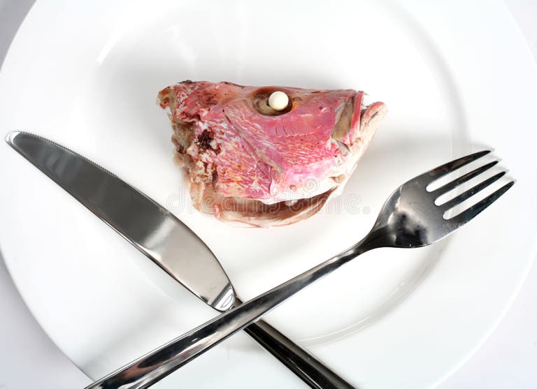 Fish Head with Crossed Cutlery Stock Image - Image of weird, knife: 7624373