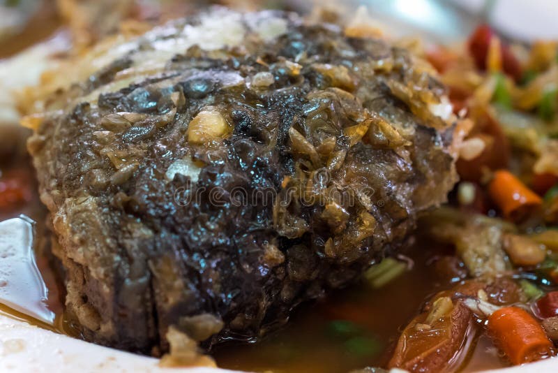 Fish head Fried stock photo. Image of prepared, gourmet - 52154616