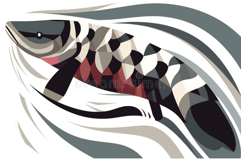 A Fish Head with a Striped Pattern on a White Background Stock Photo ...