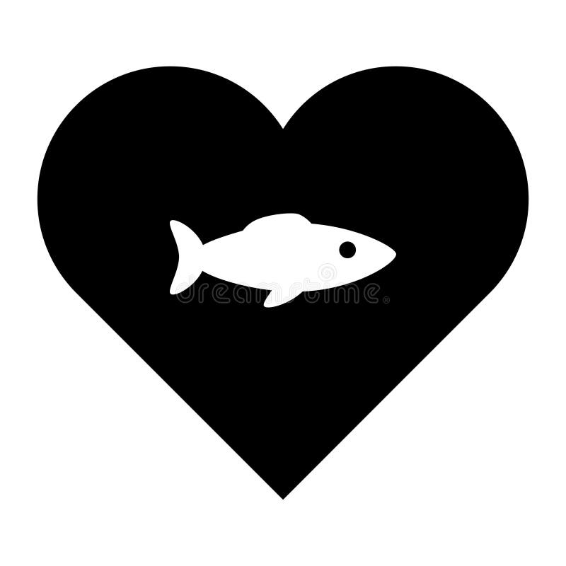 Fish and heart stock vector. Illustration of icon, ocean - 162047005