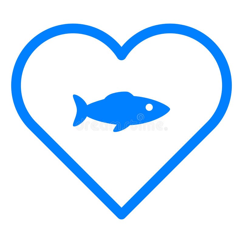 Fish and heart stock vector. Illustration of symbol - 156910076