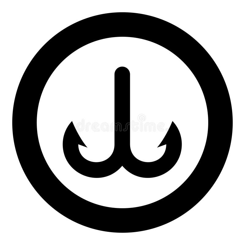 Fish Hook Anchor Sea Fishhook Icon in Circle Round Black Color Vector Illustration Image Solid ...