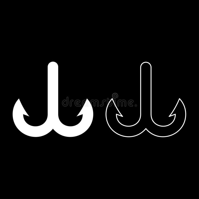 Fish Hook Anchor Sea Fishhook Set Icon White Color Vector Illustration ...