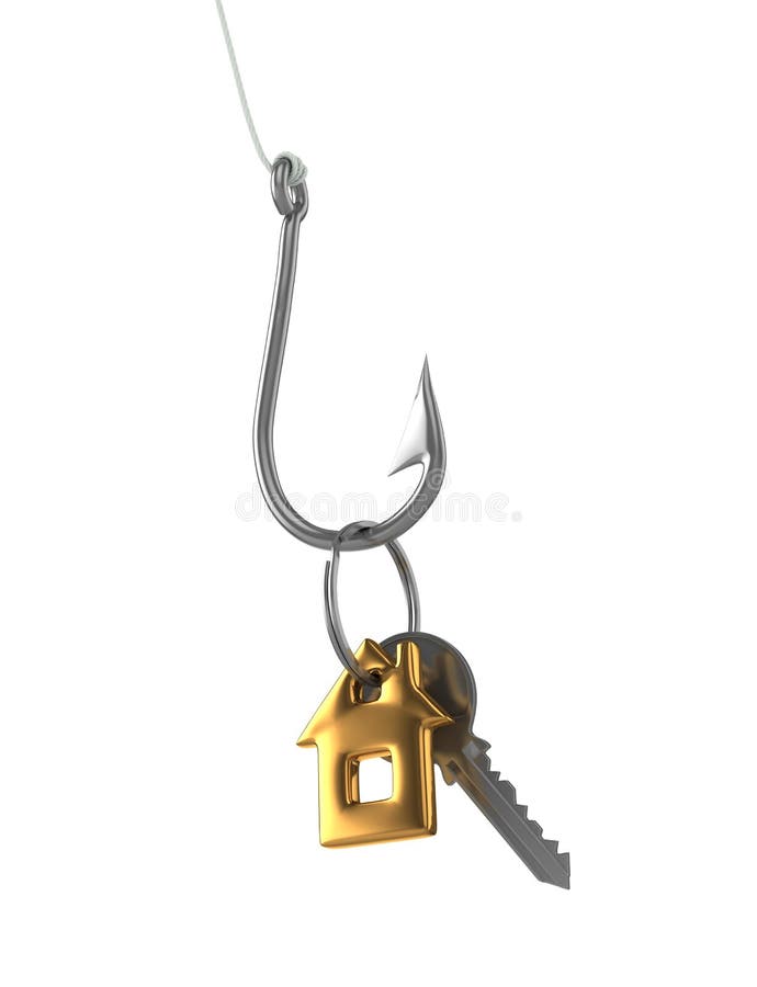 Fish Hook Baited with House Key Stock Illustration - Illustration of ...