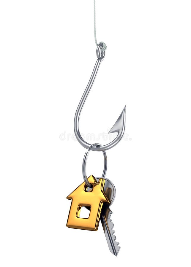 Fish Hook Baited with House Key Stock Illustration - Illustration of ...