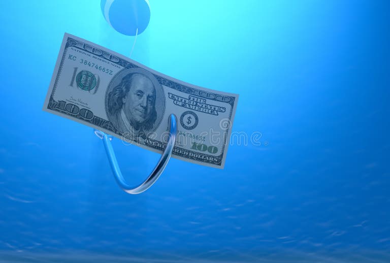 Fish hook with a banknote stock illustration. Illustration of ...