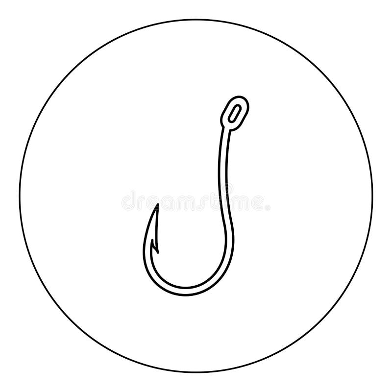 Fish Hook Icon Black Color in Circle Vector Illustration Isolated Stock ...