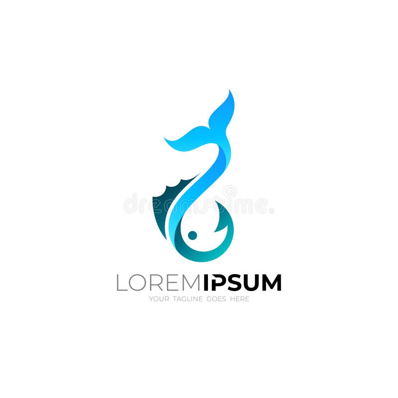 Fish and Hook Icon, Blue Color and 3d Style Stock Vector - Illustration ...