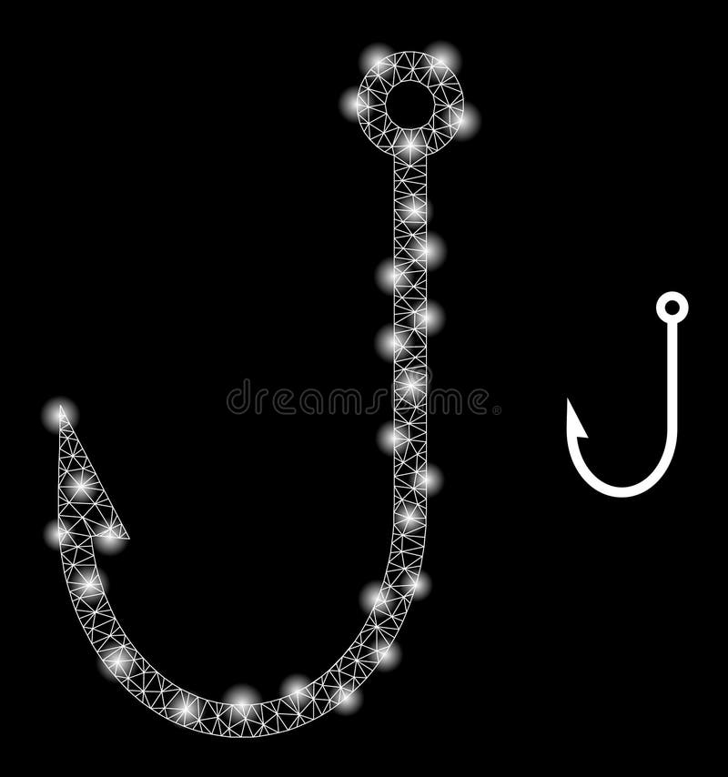 Fish Hook Icon - Wireframe Mesh with Glare Dots Stock Vector ...