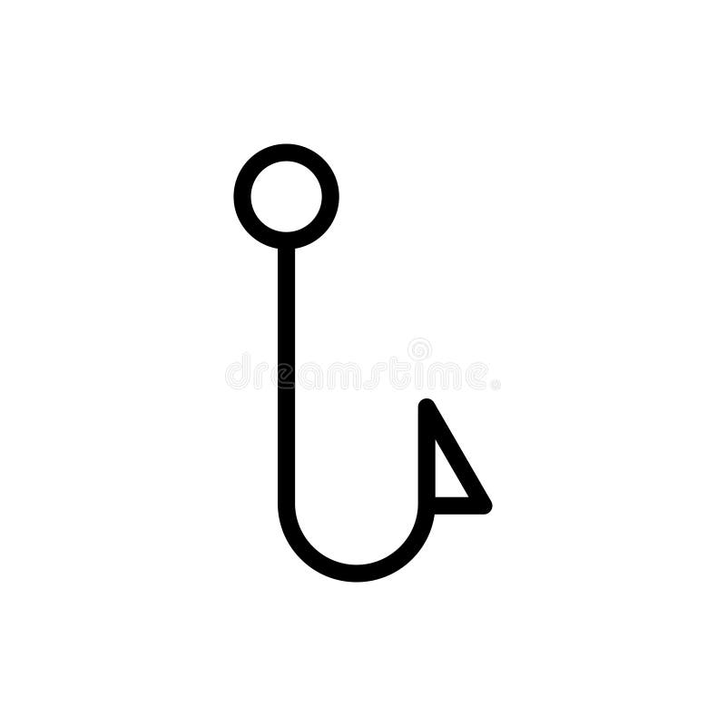 Fish Hook Icon Line Isolated on White Background. Black Flat Thin Icon ...