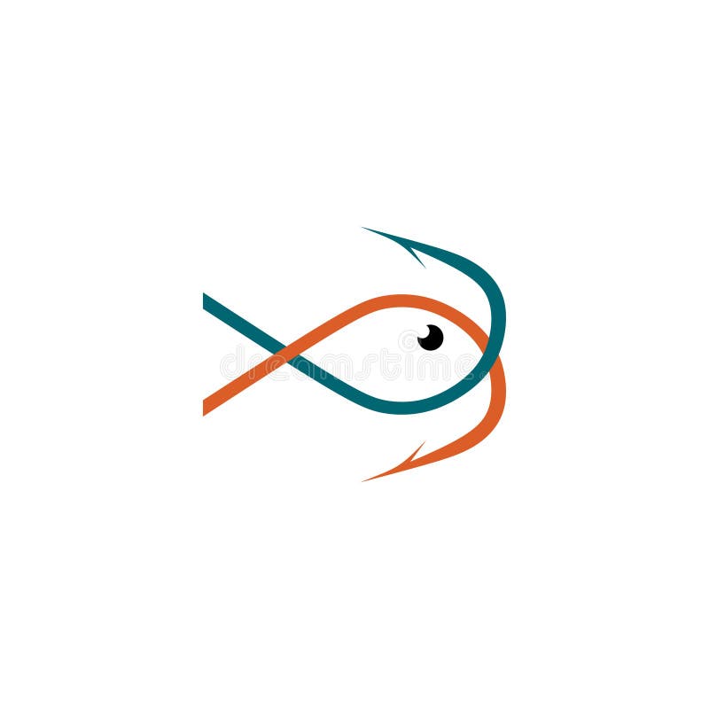 Fish Hook Icon Logo Vector Design Stock Vector - Illustration of food ...