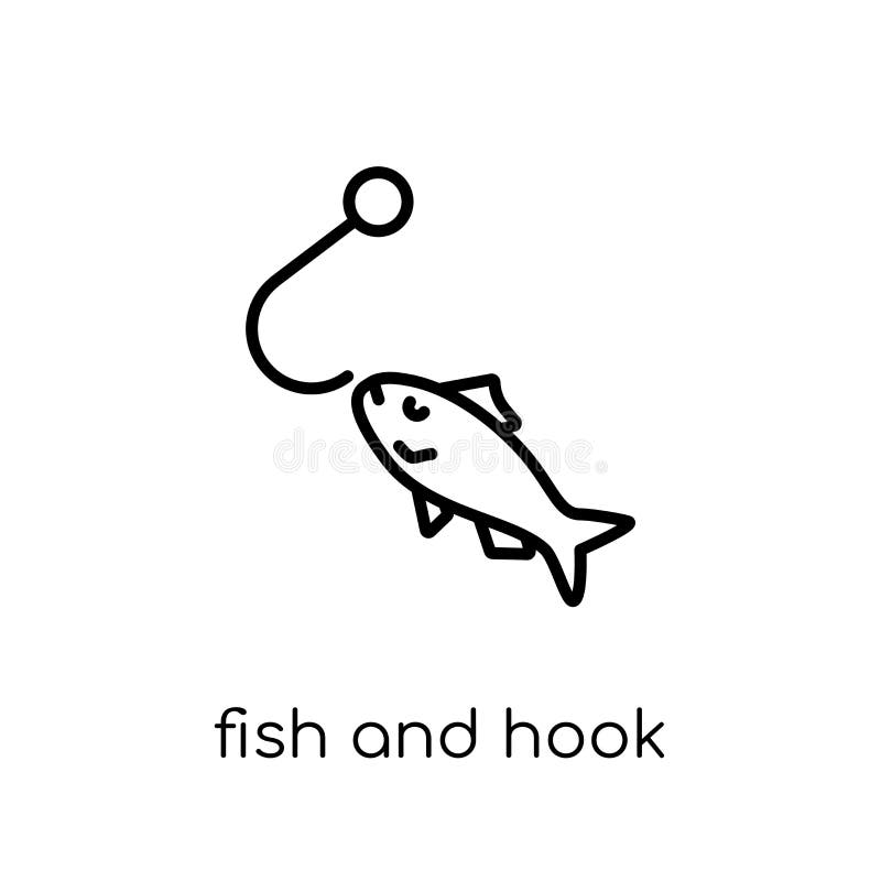 Fish and Hook Icon from Summer Collection. Stock Vector - Illustration ...