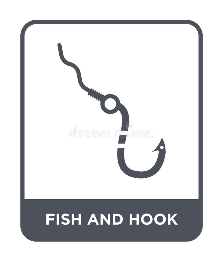 Fish and Hook Icon in Trendy Design Style. Fish and Hook Icon Isolated ...