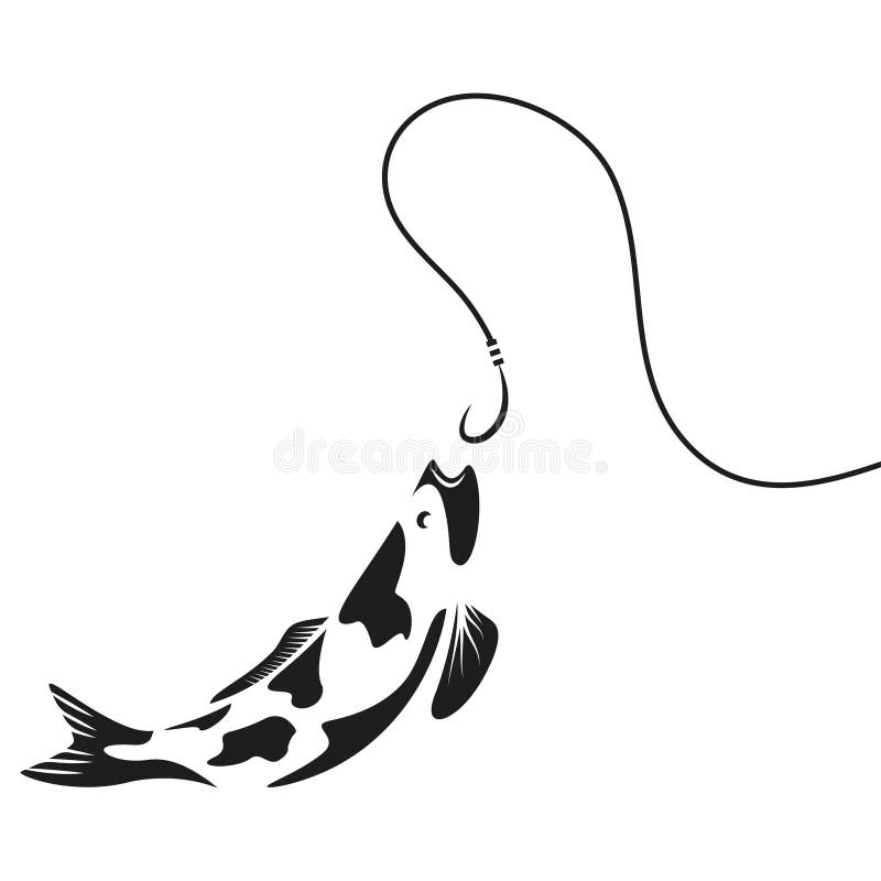 Fish and Hook Icon Vector Logo Design Stock Vector - Illustration of ...