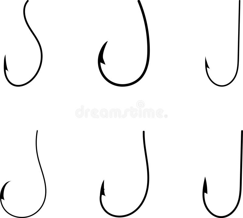 Fish Hook Icons or Logo Vector Set Stock Vector - Illustration of ...