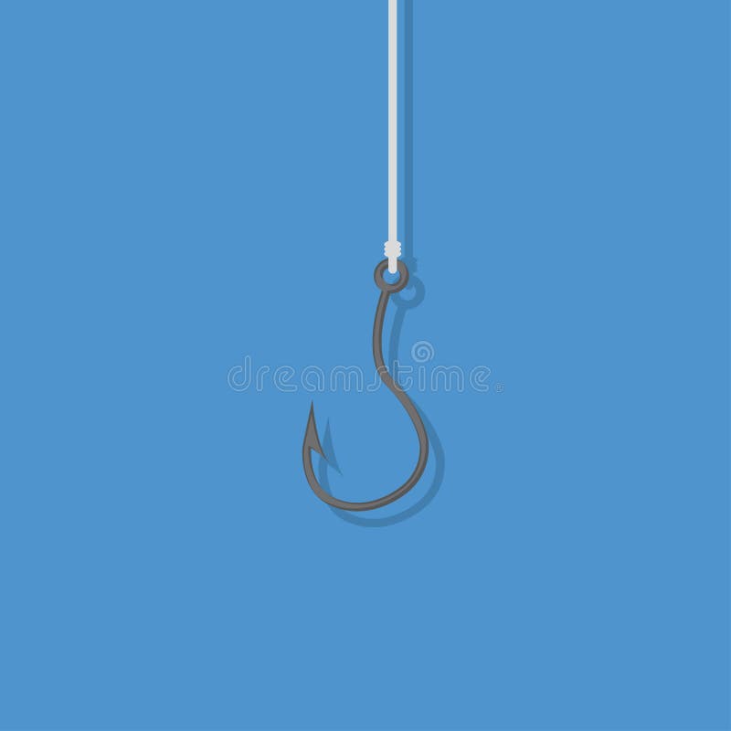 Fish Hook Illustration on Blue Background, Vector Stock Vector ...