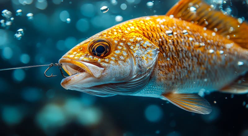 Fish Hook Its Mouth Swimming Water Stock Photos - Free & Royalty-Free ...