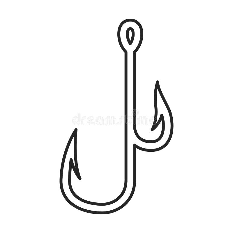 Fish Hook Vector Icon.Outline Vector Icon Isolated on White Background ...