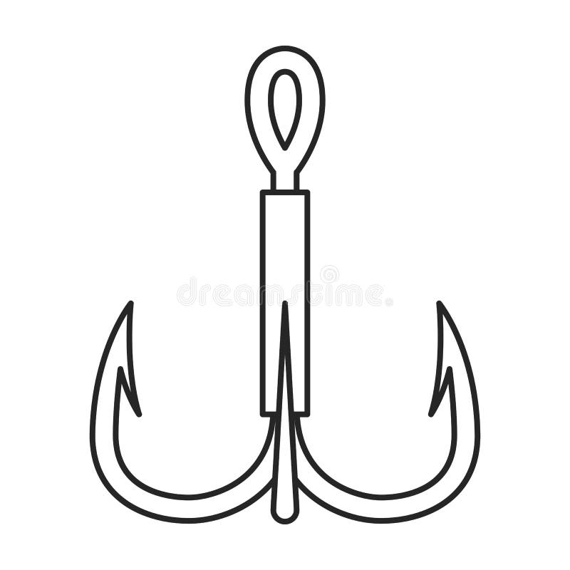 Fish Hook Vector Icon.Outline Vector Icon Isolated on White Background ...