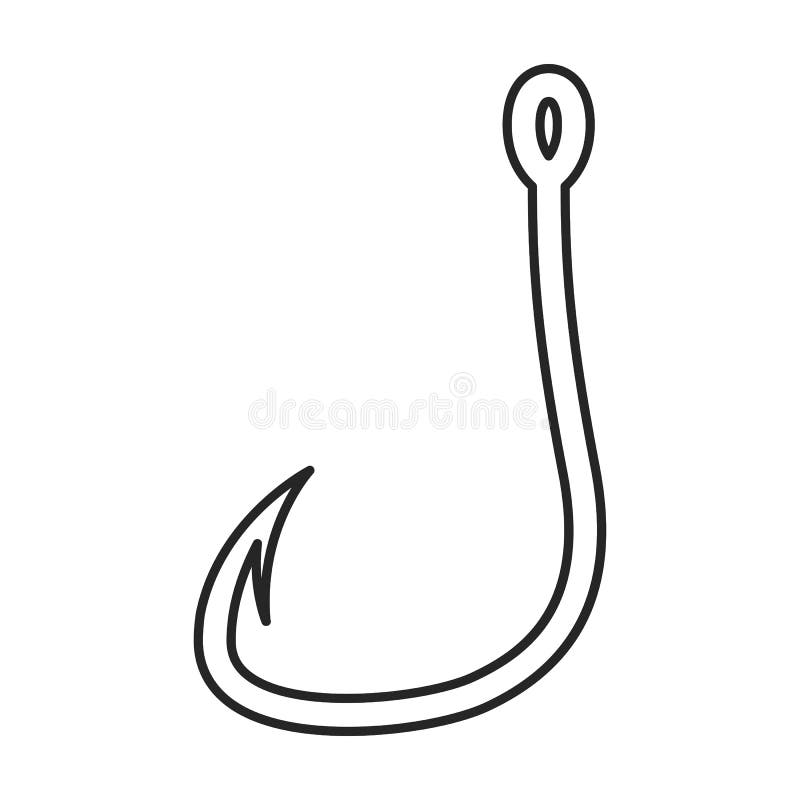 Fish Hook Vector Icon.Outline Vector Icon Isolated on White Background ...