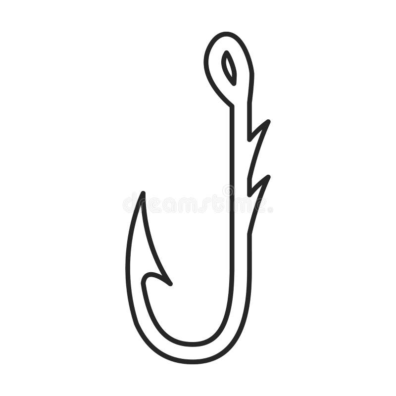 Fish Hook Vector Icon.Outline Vector Icon Isolated on White Background ...