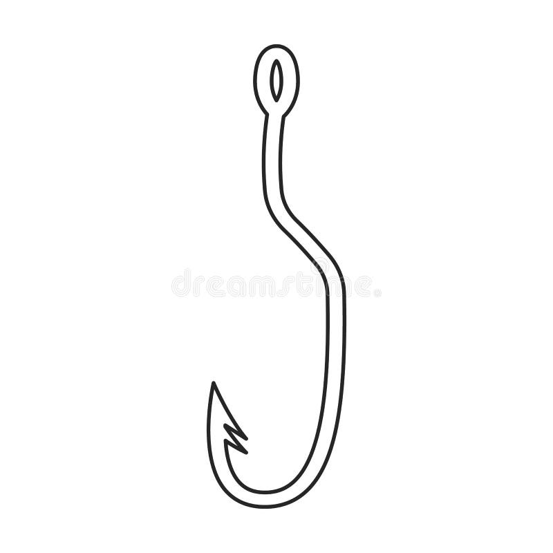 Fish Hook Vector Icon.Outline Vector Icon Isolated on White Background ...