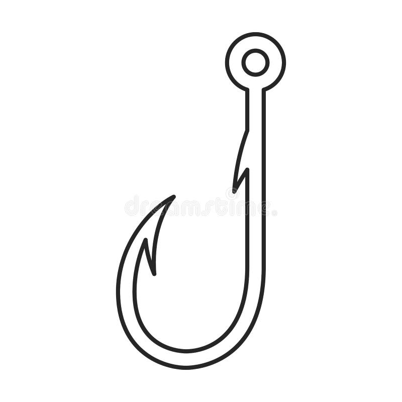 Fish Hook Vector Icon.Outline Vector Icon Isolated on White Background ...