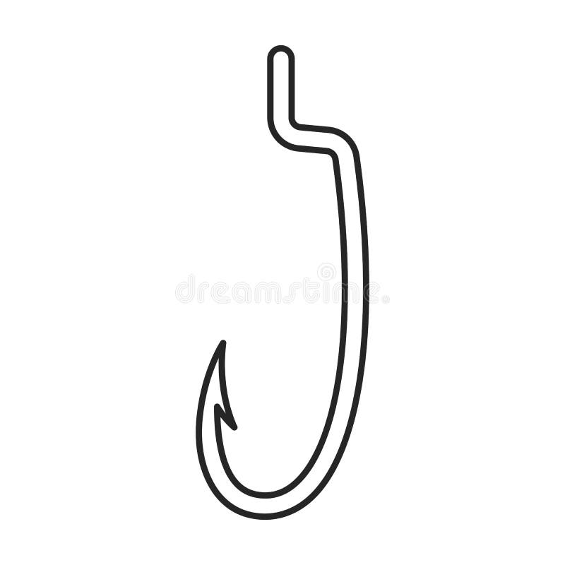 Fish Hook Vector Icon.Outline Vector Icon Isolated on White Background ...