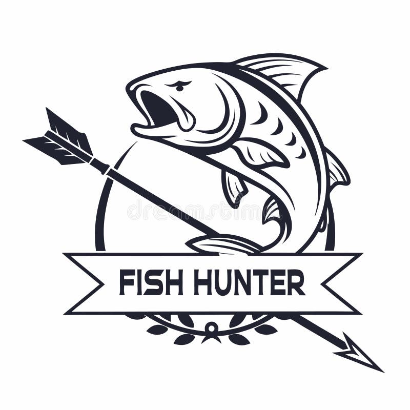 Fish Hunter Logo in White Background, Vector Illustration Stock Vector ...
