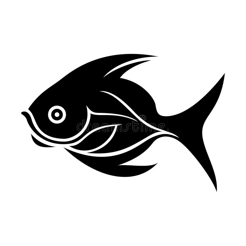 Fish Icon. Black Silhouette of Fish Stock Vector - Illustration of ...