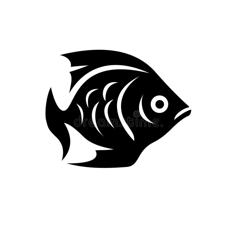 Fish Icon. Black Silhouette of Fish Stock Vector - Illustration of ...