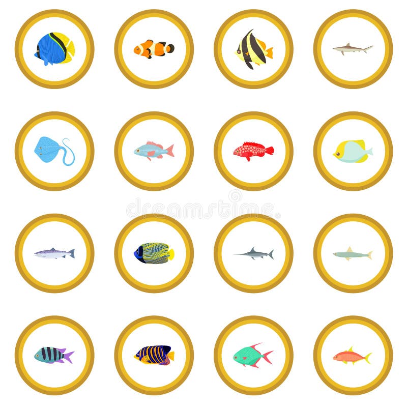 Fish icon circle stock illustration. Illustration of little - 127093274